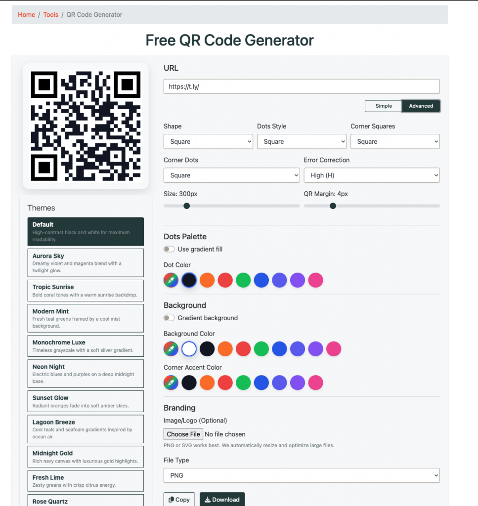 Updates to the T.LY QR Code Generator